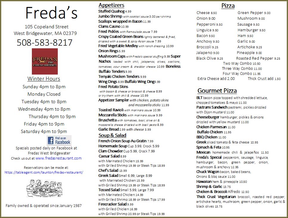 Freda's Restaurant Restaurant Info and Reservations