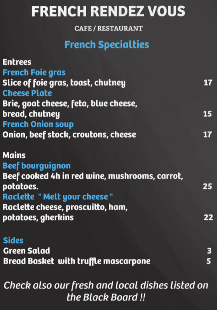 French Rendez-vous Restaurant Info and Reservations